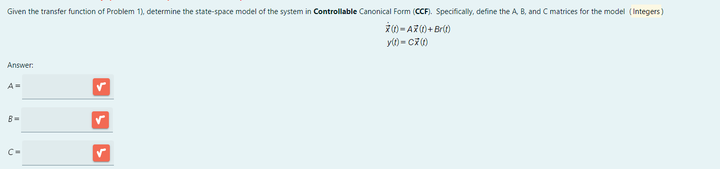 Solved Given the transfer function of Problem 1), ﻿determine | Chegg.com
