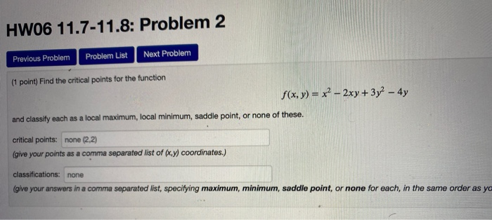 Solved HW06 11.7-11.8: Problem 2 Previous Problem Problem | Chegg.com