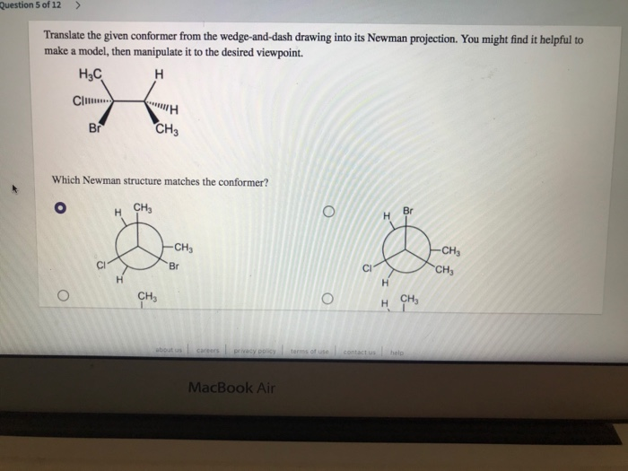 Solved translate the given conformer from wedge-and-dash | Chegg.com