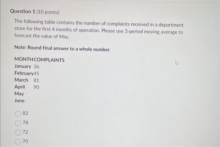 Solved The following table contains the number of complaints | Chegg.com