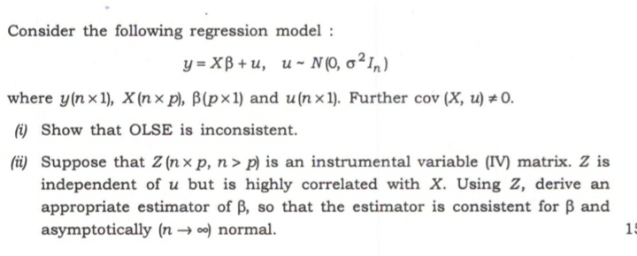 Solved Consider the following regression model | Chegg.com