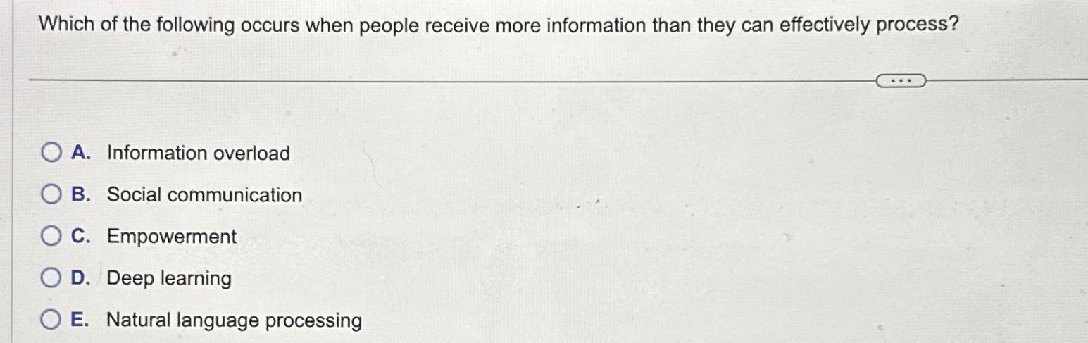 Solved Which of the following occurs when people receive | Chegg.com