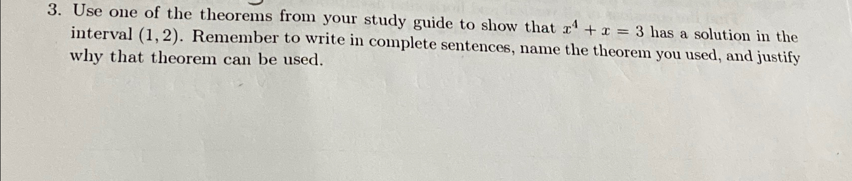Solved Use one of the theorems from your study guide to show | Chegg.com