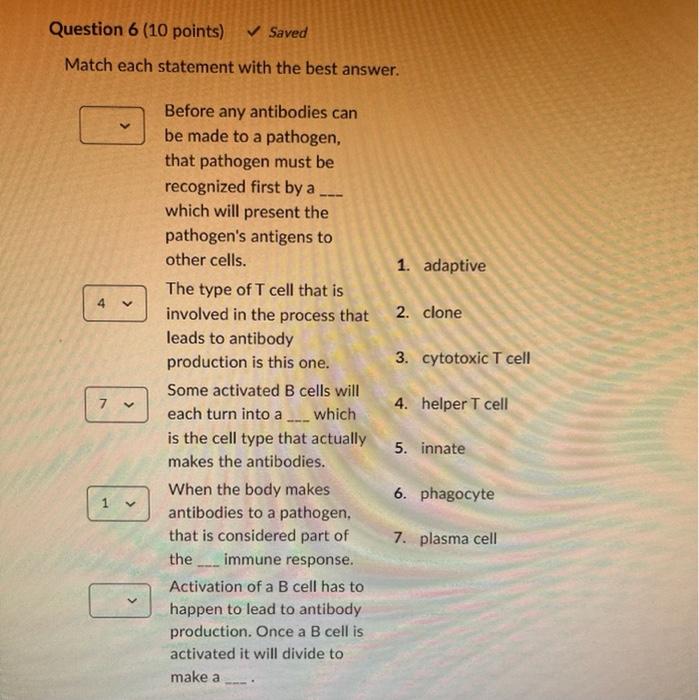 Solved Match each statement with the best answer. | Chegg.com