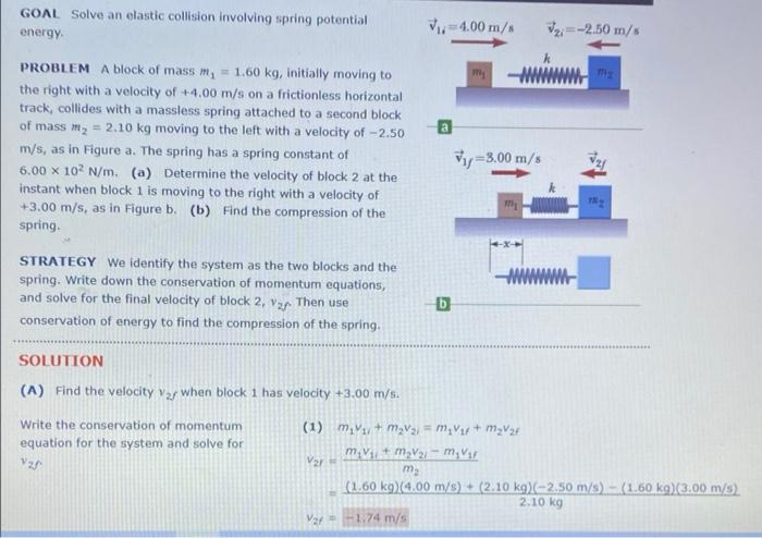 Solved GOAL Solve an elastic collision involving spring | Chegg.com