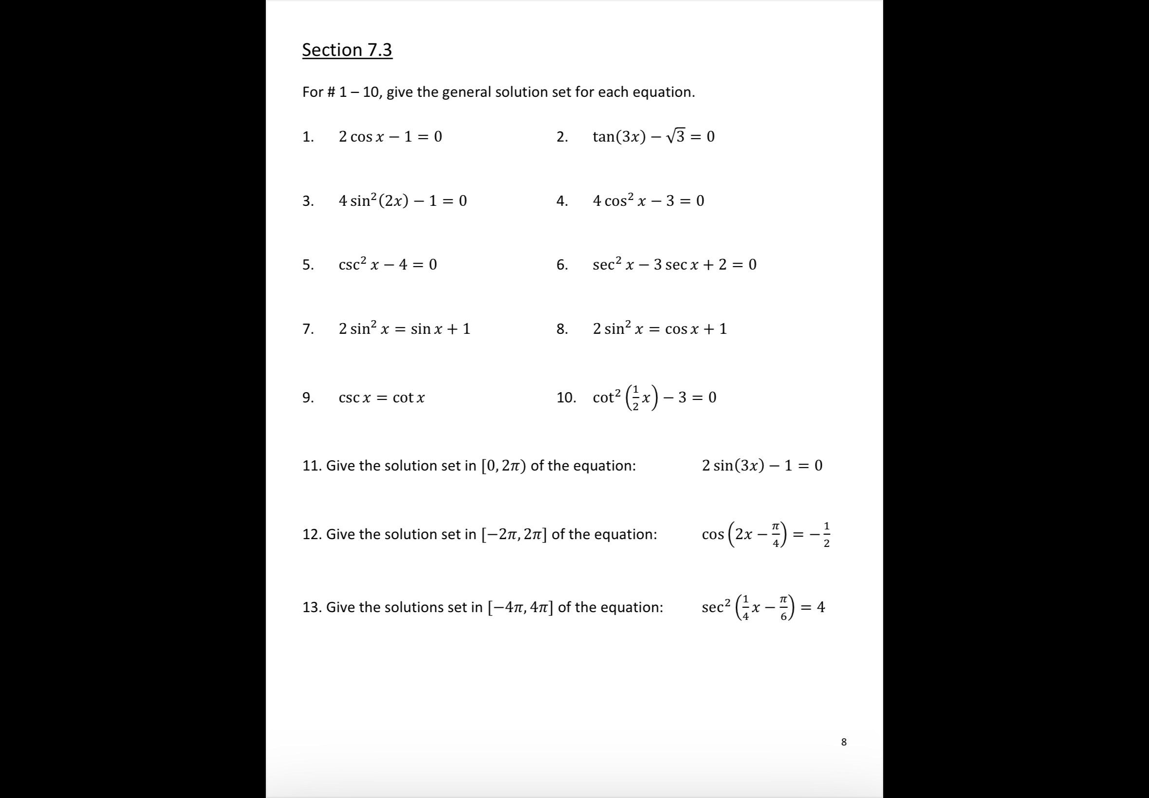 Solved Section 7.3For # 1 - 10, ﻿give the general solution | Chegg.com