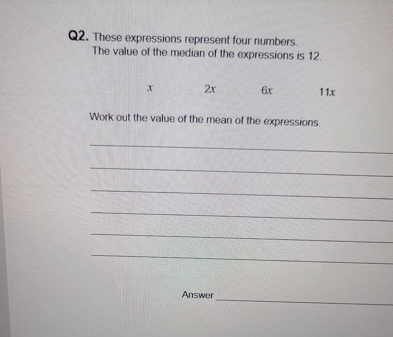Solved Q2. These expressions represent four numbers The | Chegg.com