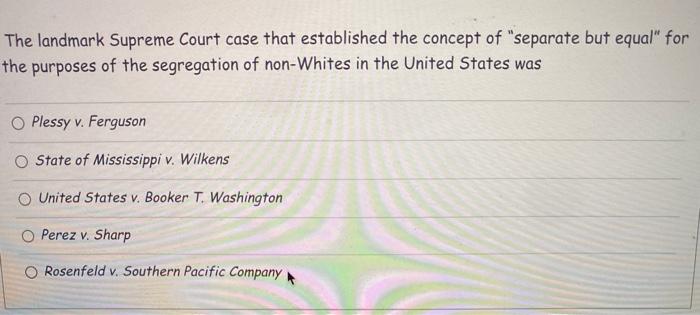 Solved The landmark Supreme Court case that established the | Chegg.com