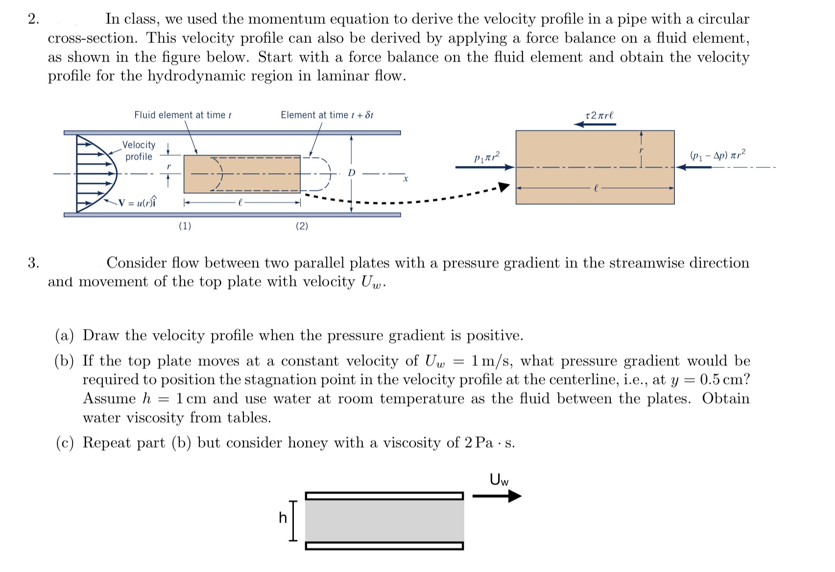 Solved we used the momentum equation to derive the velocity | Chegg.com