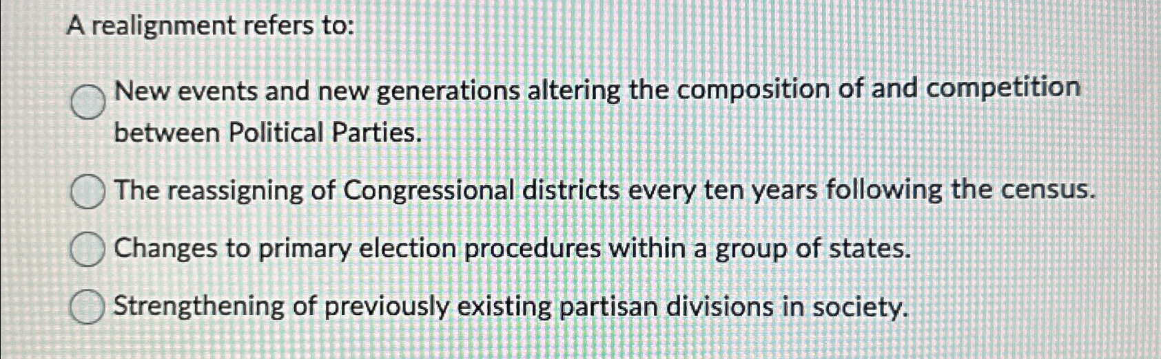 Solved A realignment refers to:New events and new | Chegg.com