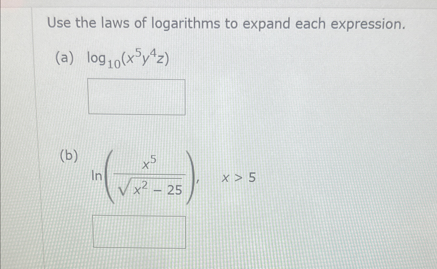 Solved Use the laws of logarithms to expand each | Chegg.com