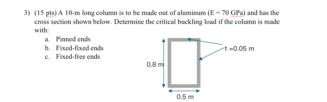 Solved (15 ﻿pts) ﻿A 10-m ﻿long column is to be made out of | Chegg.com