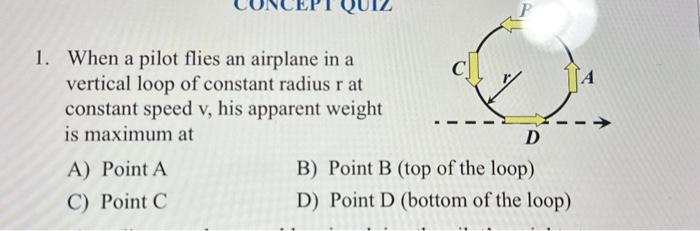 Solved 1. When a pilot flies an airplane in a vertical loop | Chegg.com