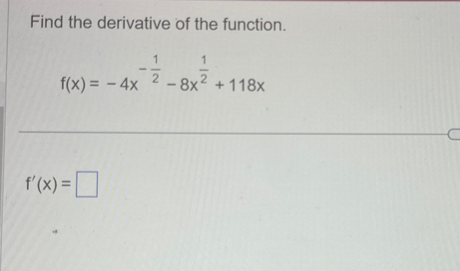 Solved Find the derivative of the | Chegg.com