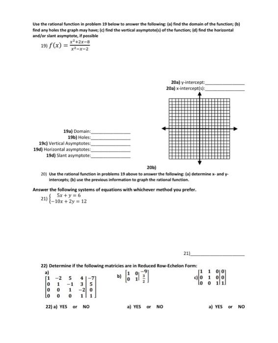 Solved Use the rational function in problem 19 below to | Chegg.com
