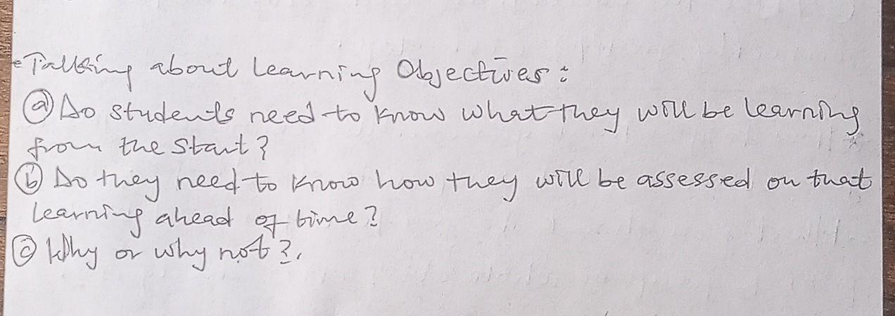 Talking about learning Objectives: (a) Ao students | Chegg.com