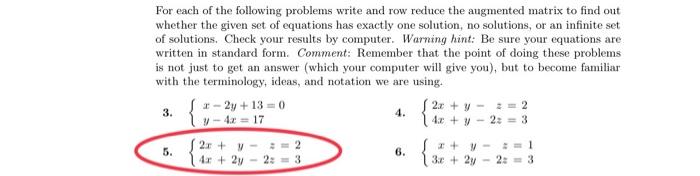 Solved For each of the following problems write and row | Chegg.com