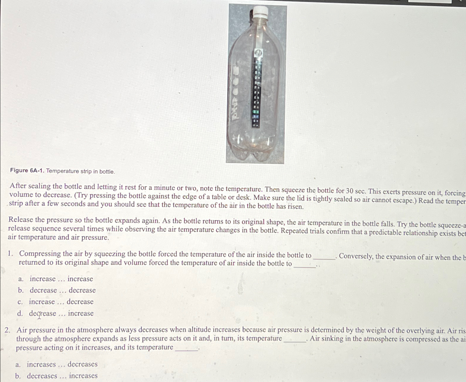 Solved Figure 6A-1. ﻿Temperature strip in bottle.After | Chegg.com