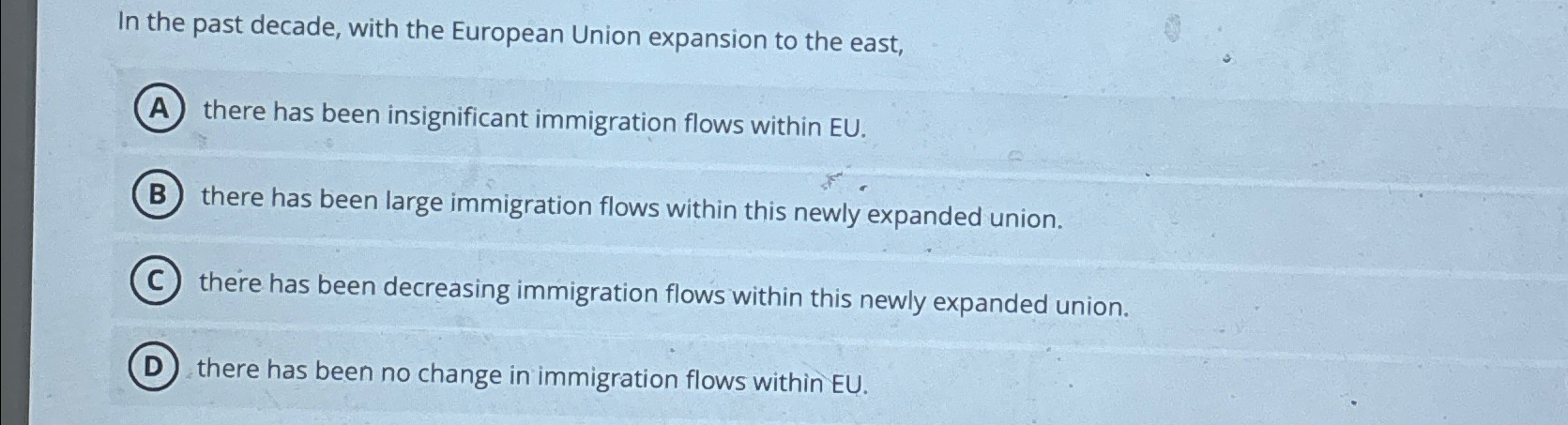 Solved In the past decade, with the European Union expansion | Chegg.com