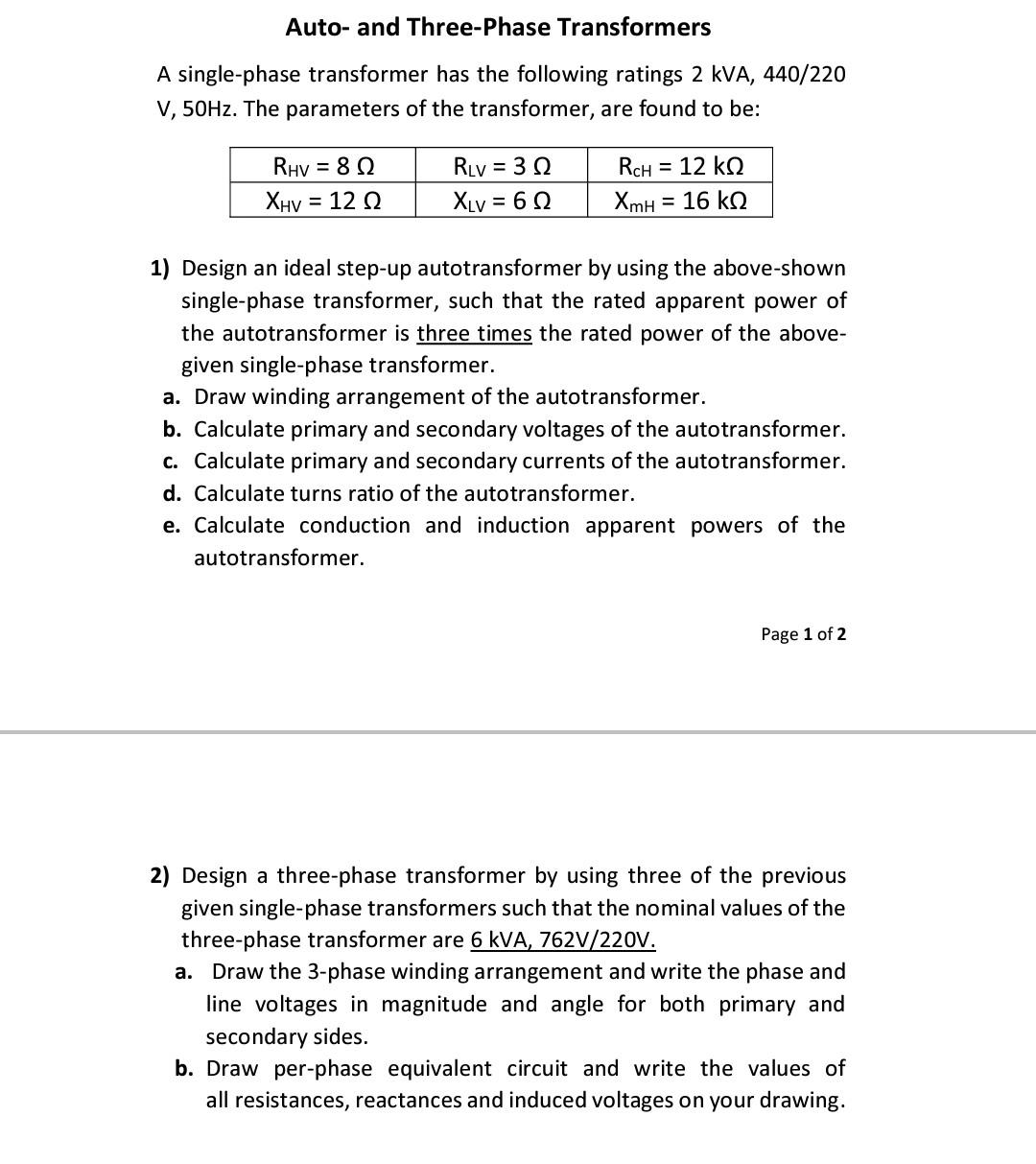A single-phase transformer has the following ratings | Chegg.com