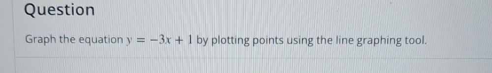 Solved QuestionGraph the equation y=-3x+1 ﻿by plotting | Chegg.com