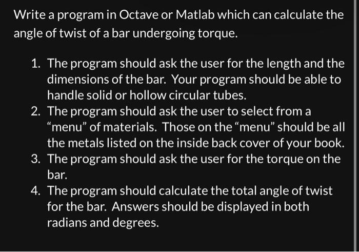 Solved Write A Program In Octave Or Matlab Which Can