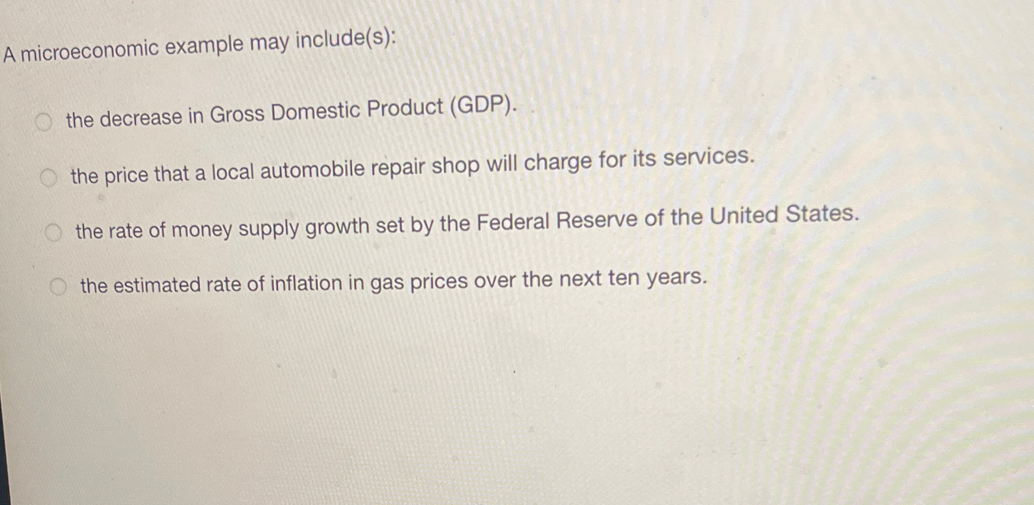Solved A Microeconomic Example May Includesthe Decrease 5610