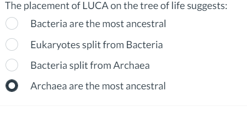 The placement of LUCA on the tree of life | Chegg.com