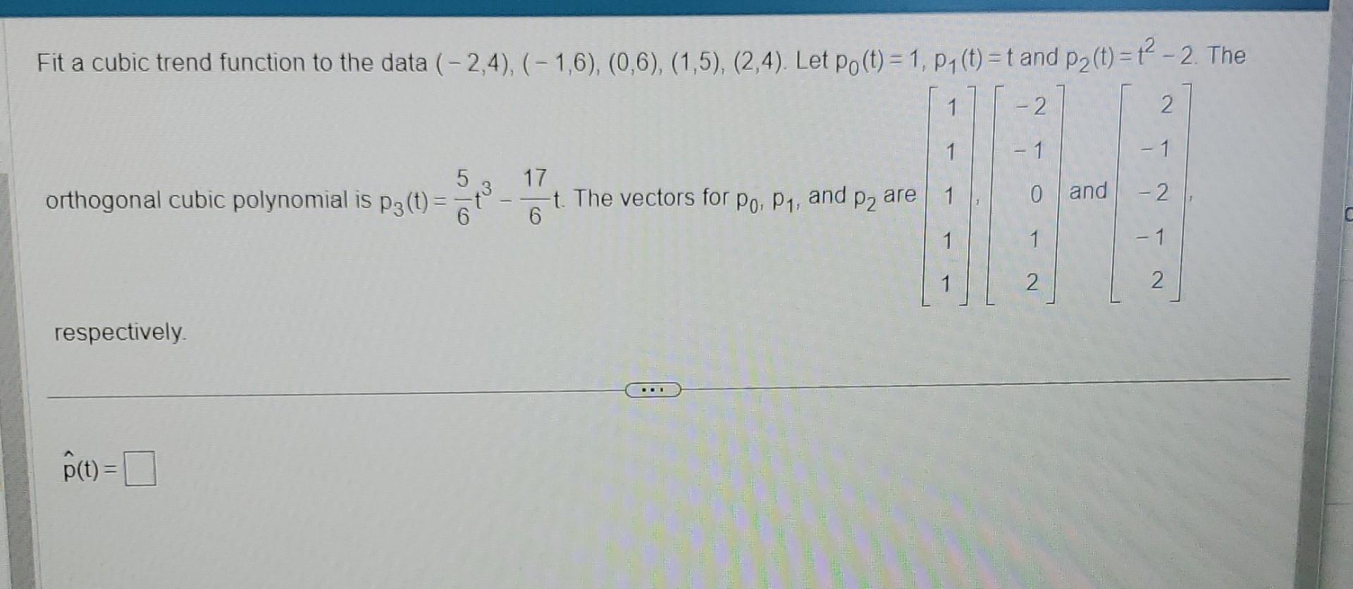 Solved Fit a cubic trend function to the data | Chegg.com