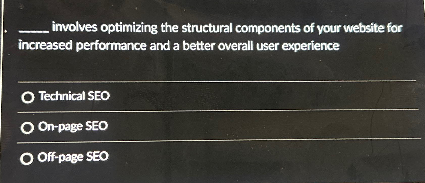 Solved involves optimizing the structural components of your | Chegg.com