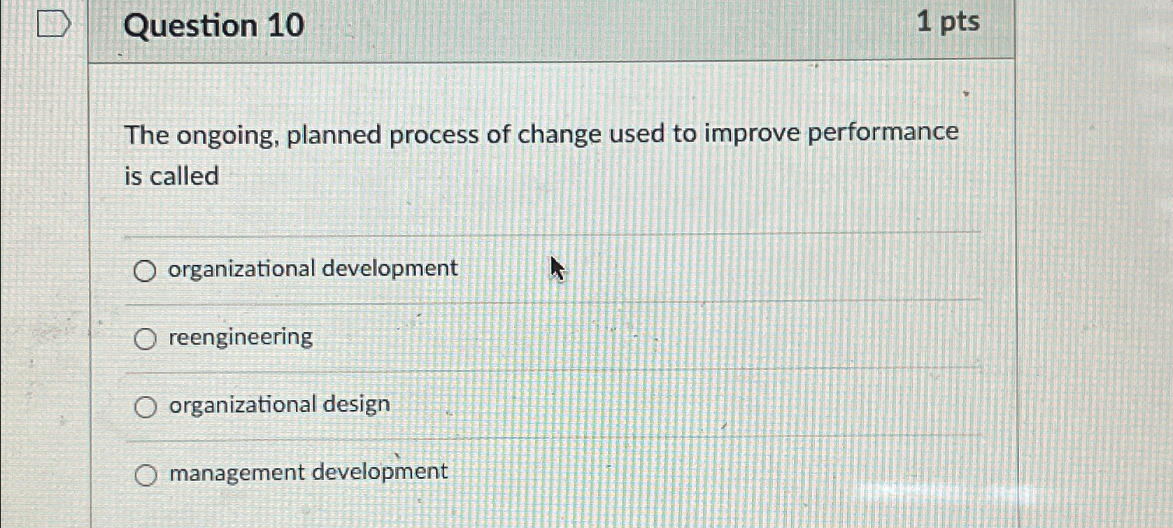 Solved Question 101 ﻿ptsThe ongoing, planned process of | Chegg.com