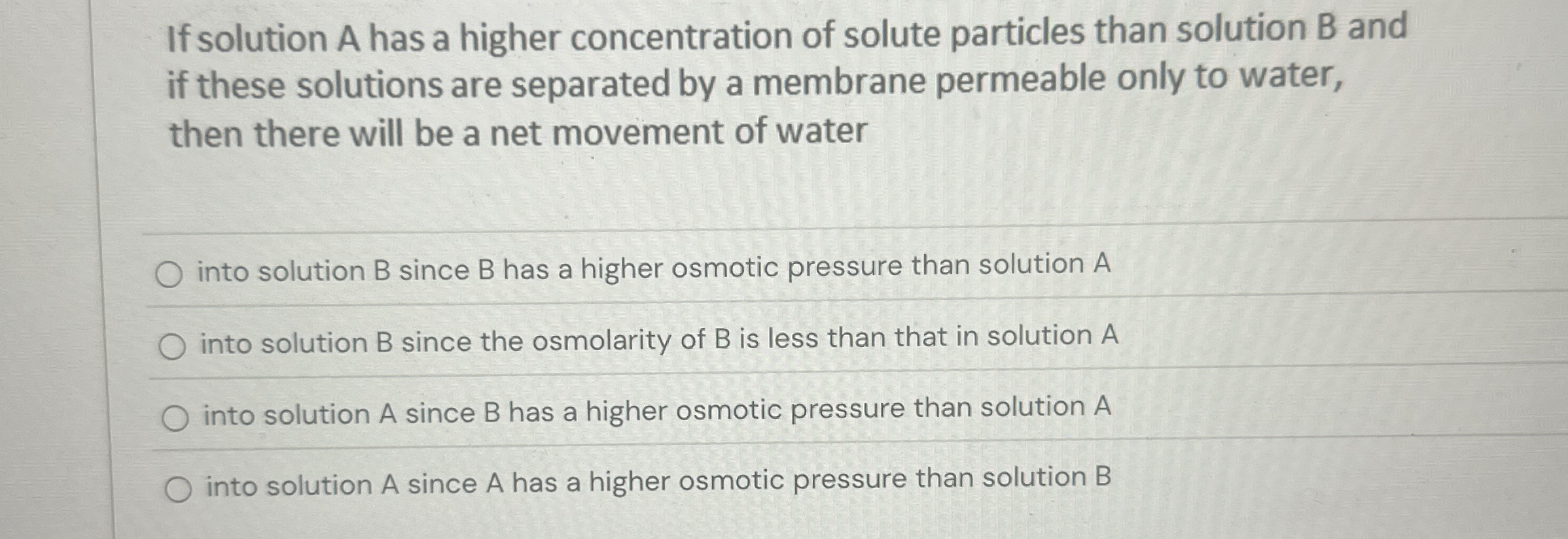 Solved If solution A has a higher concentration of solute | Chegg.com