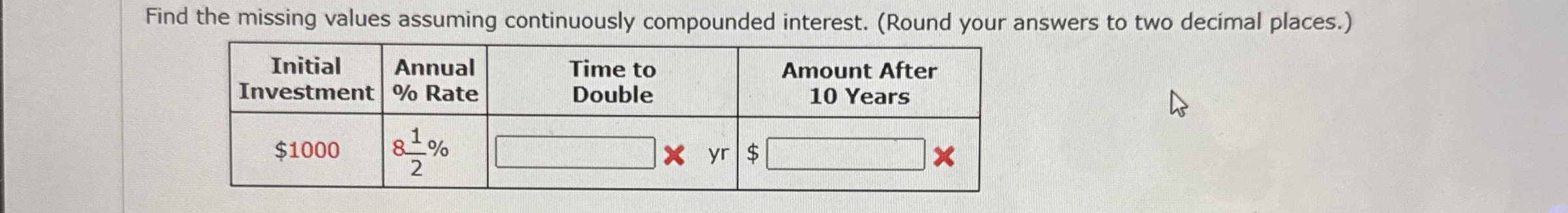 Solved Find the missing values assuming continuously | Chegg.com