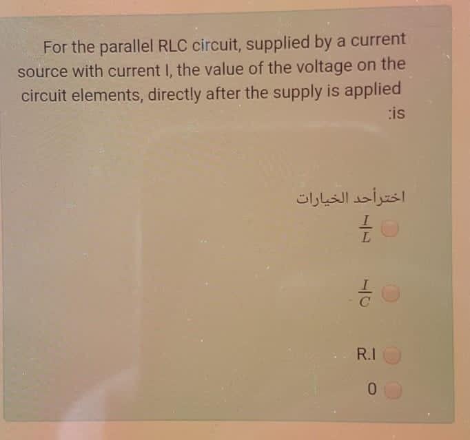 Solved For the parallel RLC circuit, supplied by a current | Chegg.com