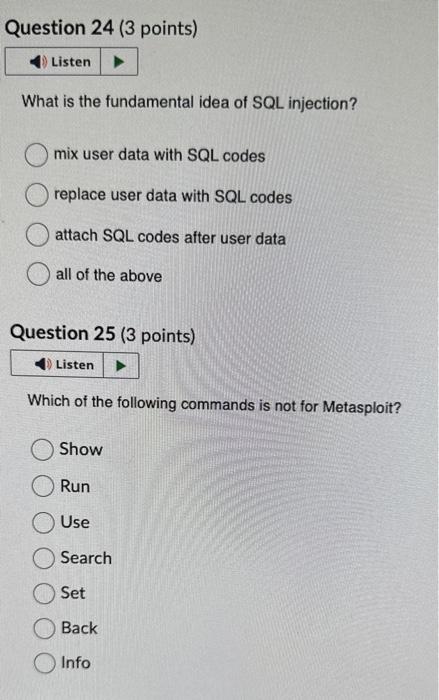 Solved What is the fundamental idea of SQL injection? mix | Chegg.com