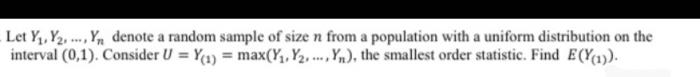 Solved Let Y1,Y2,…,Yn denote a random sample of size n from | Chegg.com