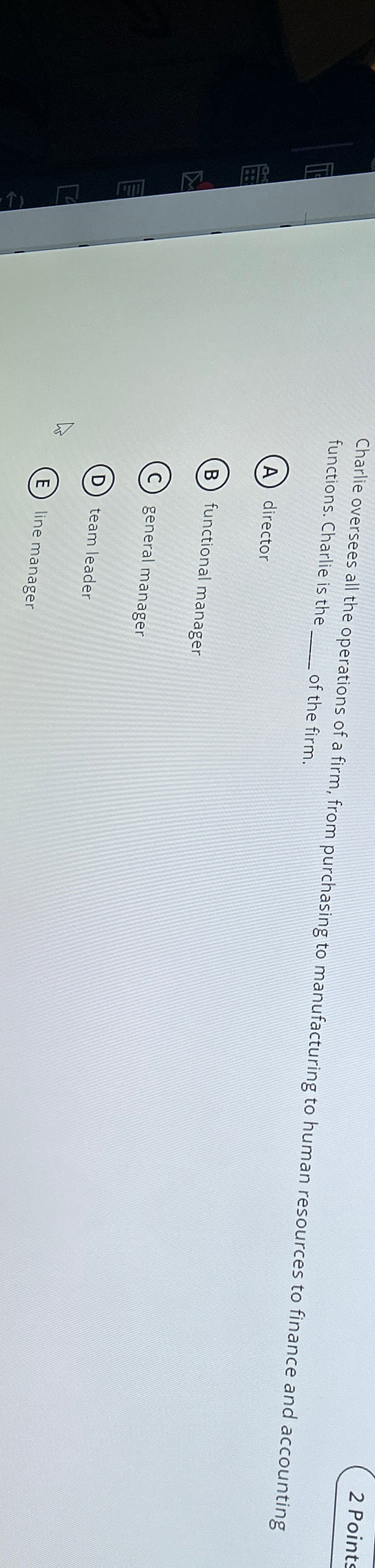 Solved Charlie oversees all the operations of a firm, from | Chegg.com