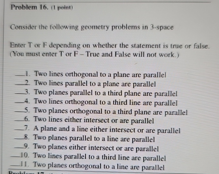 Solved Problem 16. (1 ﻿point)Consider the following geometry | Chegg.com