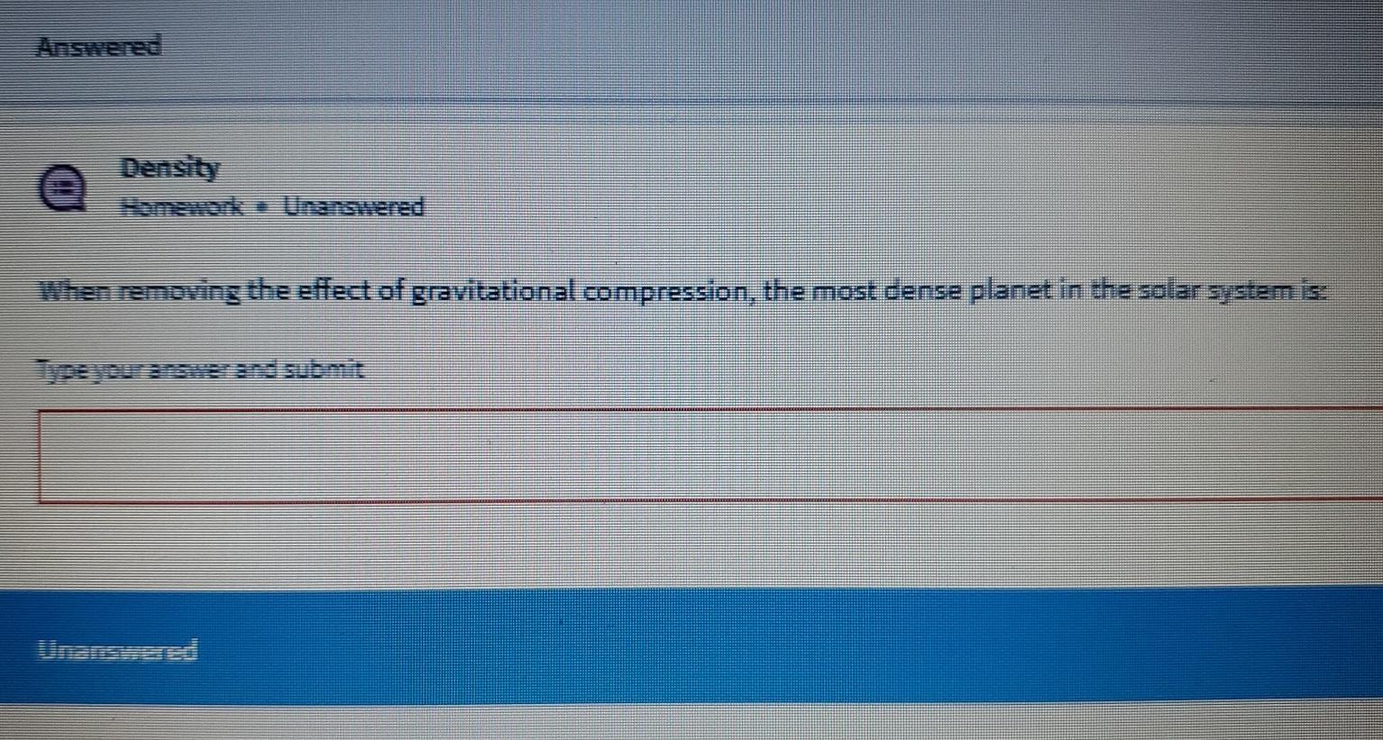 Solved Density When removing the effect of gravitational | Chegg.com