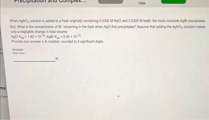 Solved When AgNO3 solution is added to a flask originally | Chegg.com
