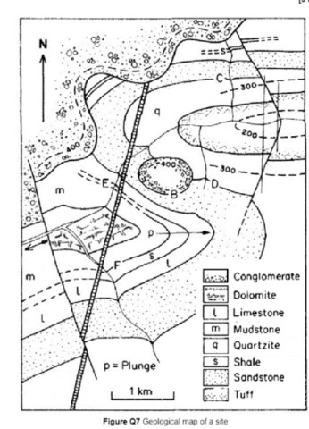 Solved QUESTION 7.(a) ﻿From the geological map shown in | Chegg.com