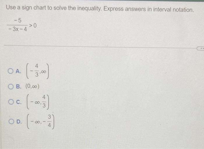 Solved Use a sign chart to solve the inequality. Express | Chegg.com