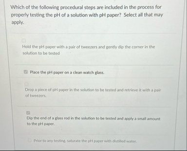 Solved Which of the following procedural steps are included | Chegg.com