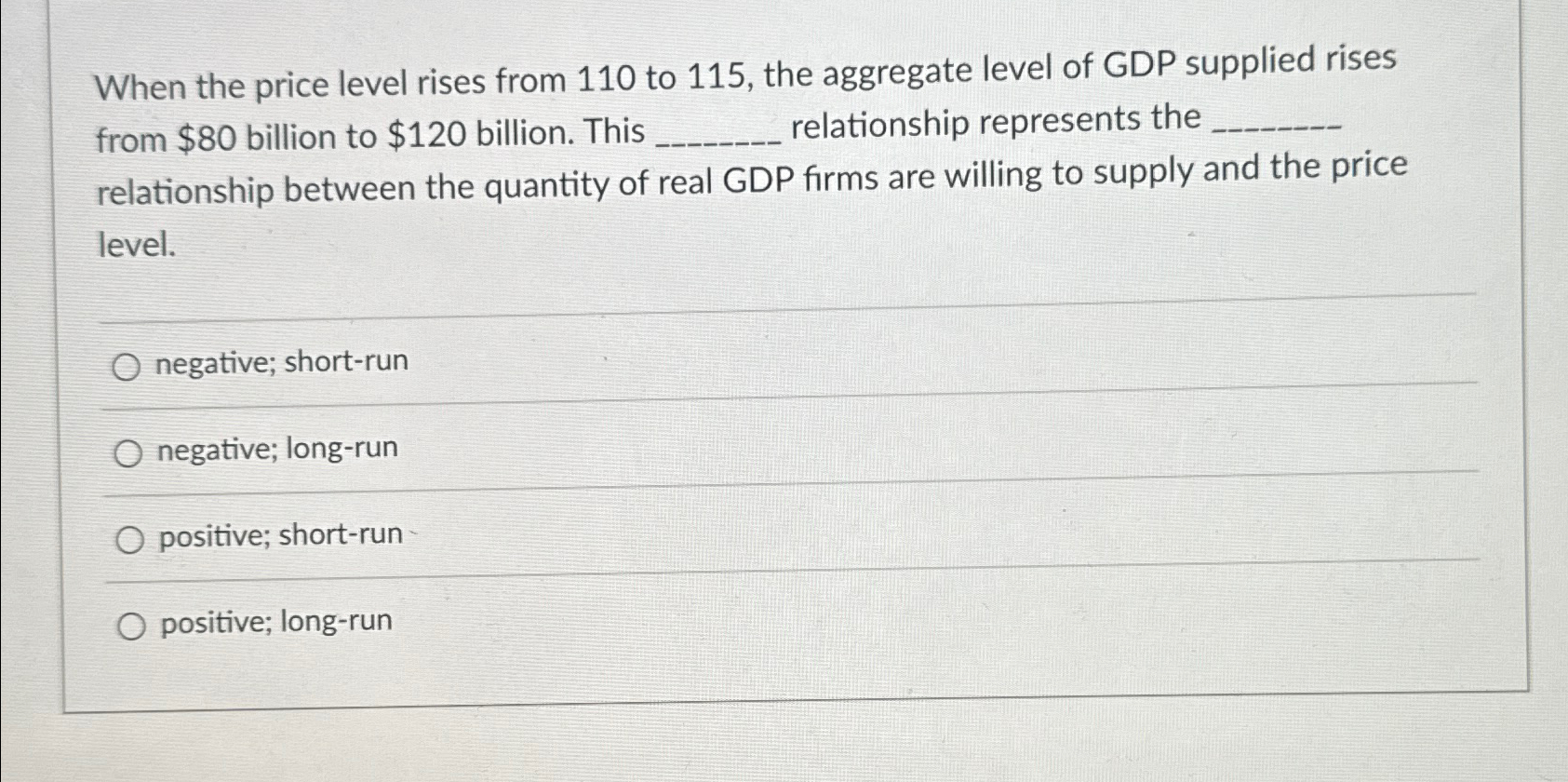 Solved When the price level rises from 110 ﻿to 115 , ﻿the | Chegg.com