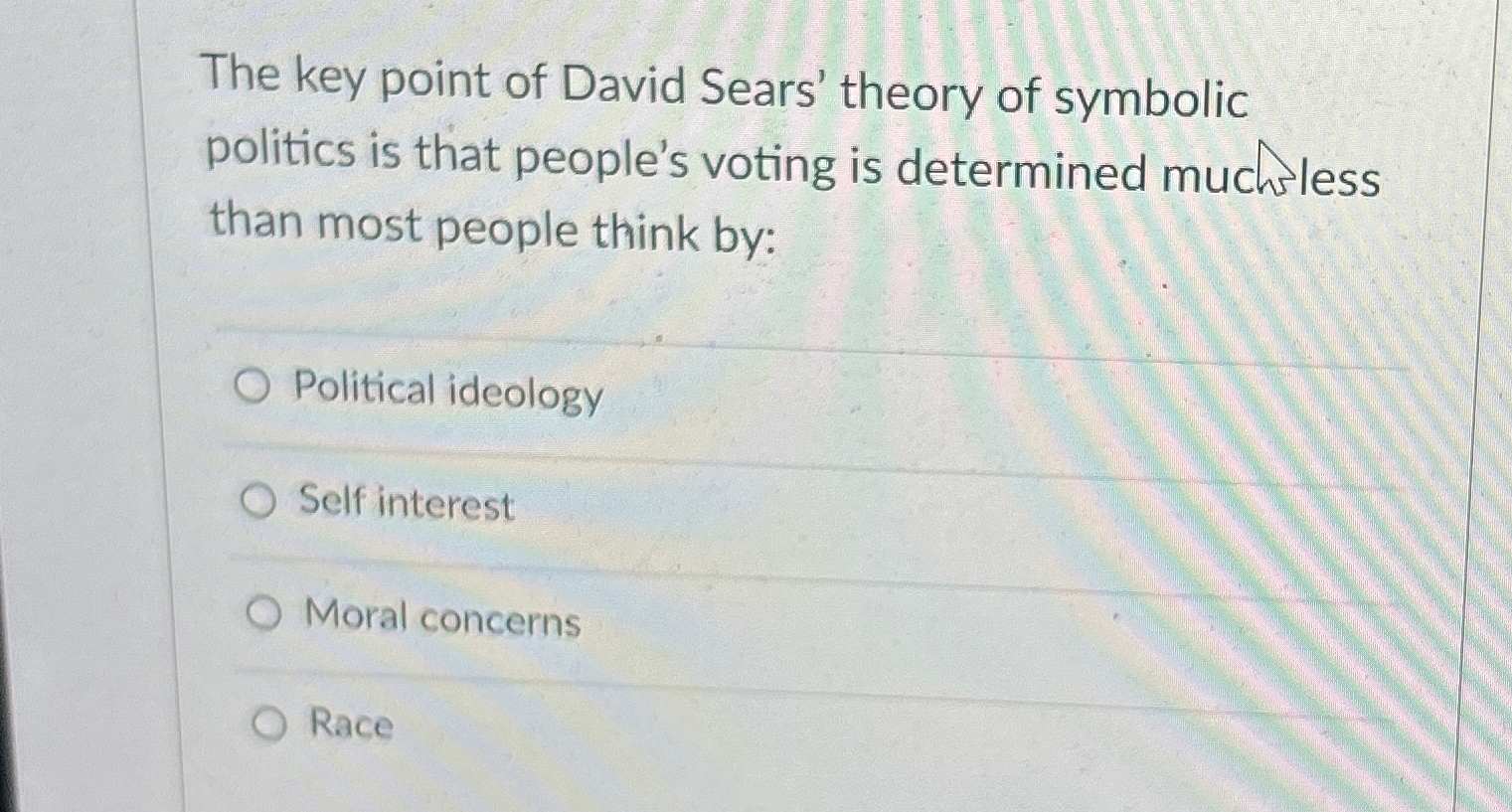 Solved The key point of David Sears' theory of symbolic | Chegg.com