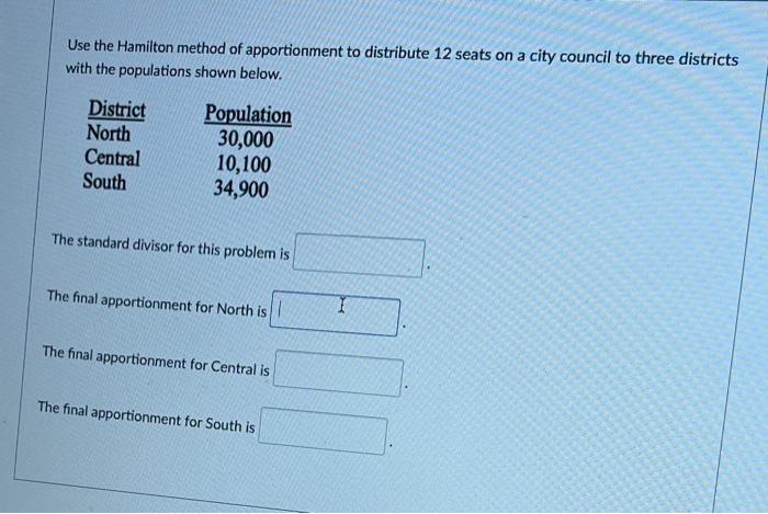 Solved Use the Hamilton method of apportionment to | Chegg.com