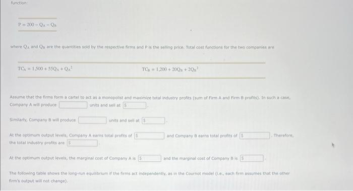 Solved P=200−QA−QB Where Q1 and Q3 are the quantities sold | Chegg.com