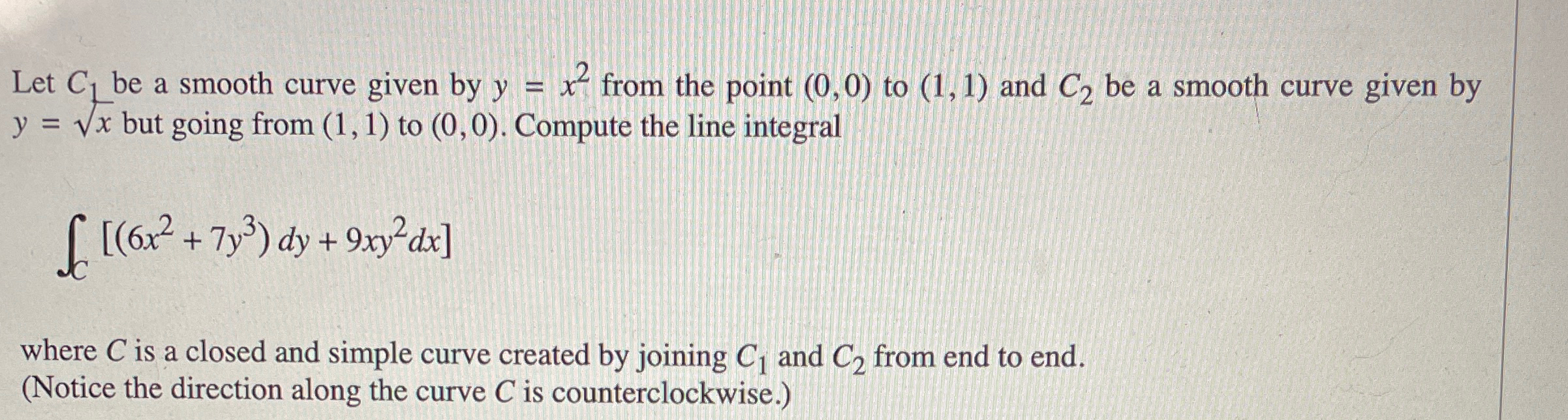 Solved Let C1 ﻿be a smooth curve given by y=x2 ﻿from the | Chegg.com