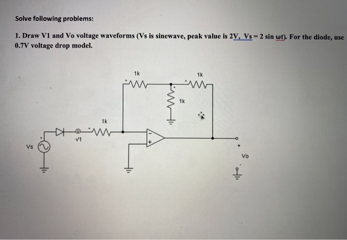 Solved Solve following problems: 1. Draw V1 and Vo voltage | Chegg.com
