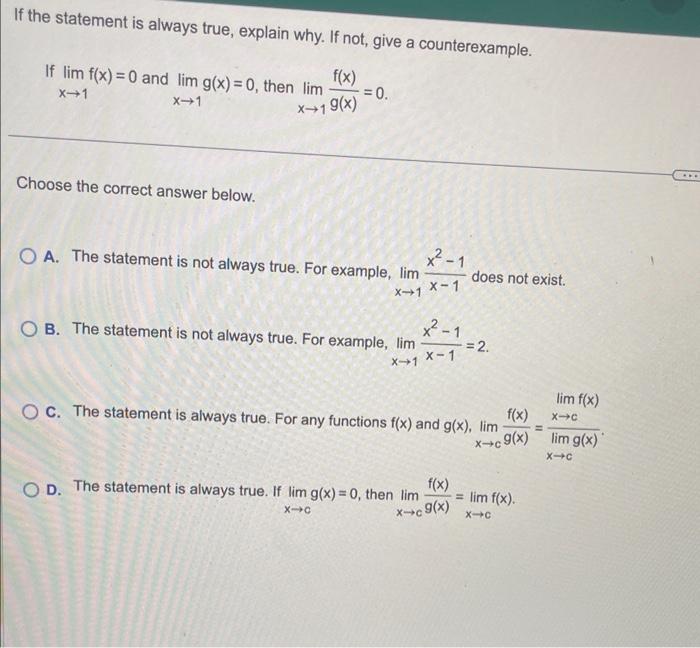 Solved If the statement is always true, explain why. If not, | Chegg.com